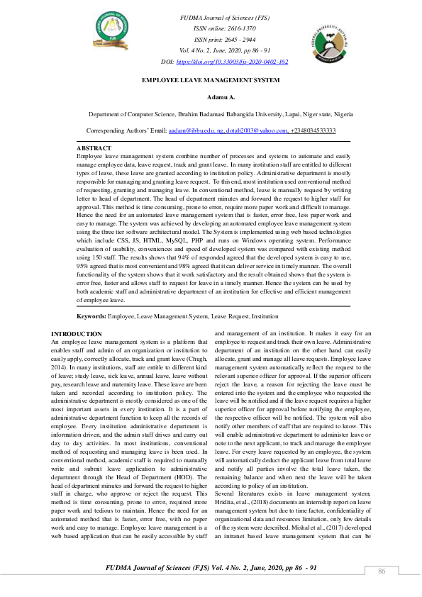 (PDF) Employee Leave Management System