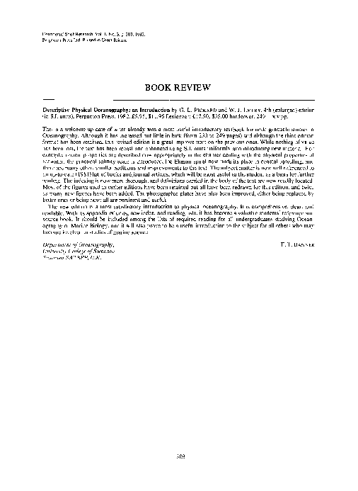 (PDF) Descriptive physical oceanography : an introduction