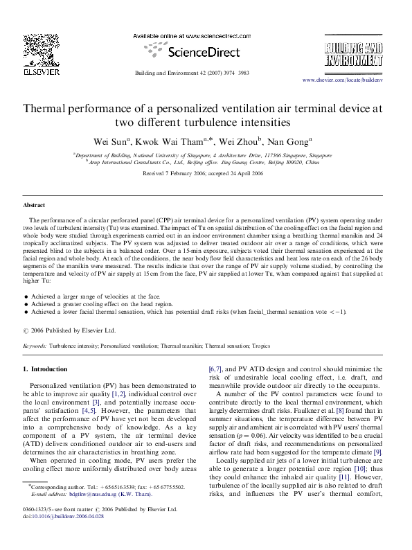 (PDF) Thermal performance of a personalized ventilation air terminal ...