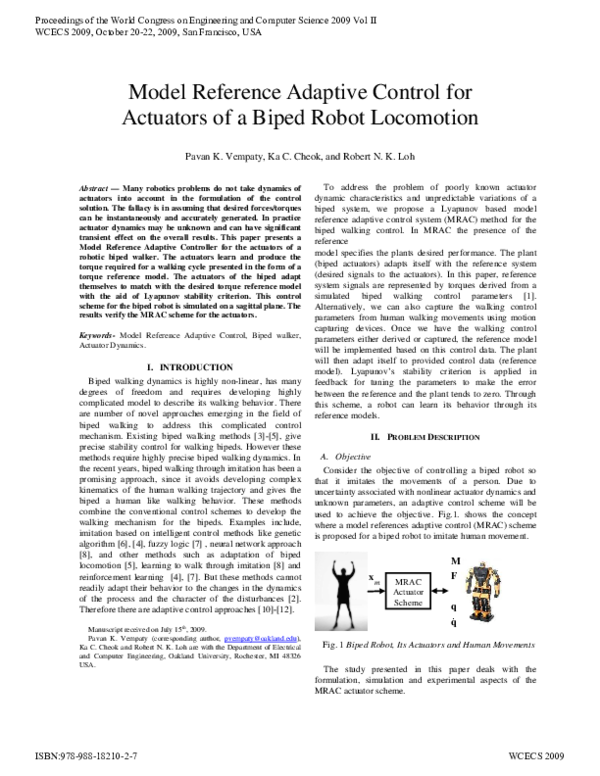 (PDF) Adaptive Control for Biped Robot Actuators