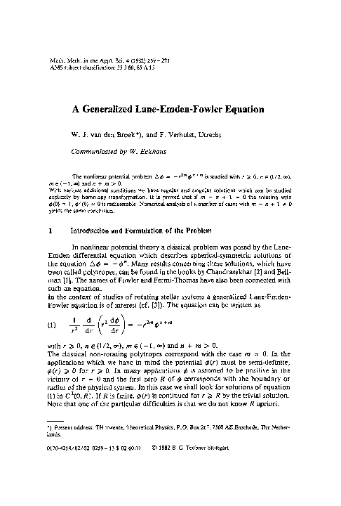 (PDF) A generalized Lane-Emden-Fowler equation