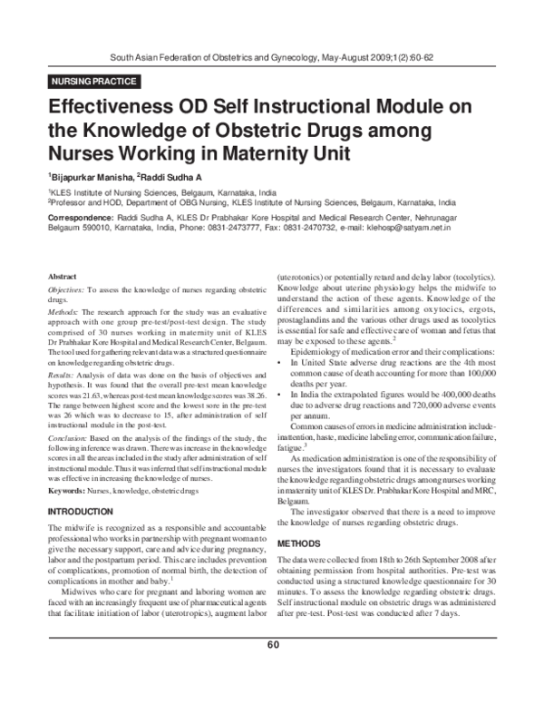 (PDF) Effectiveness OD Self Instructional Module on the Knowledge of ...