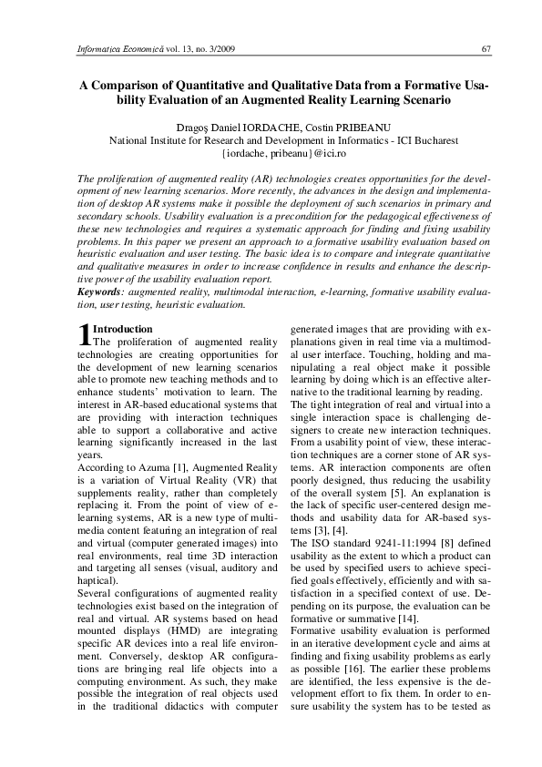 (PDF) Comparison of Quantitative and Qualitative Data from a Formative Usability Evaluation of ...