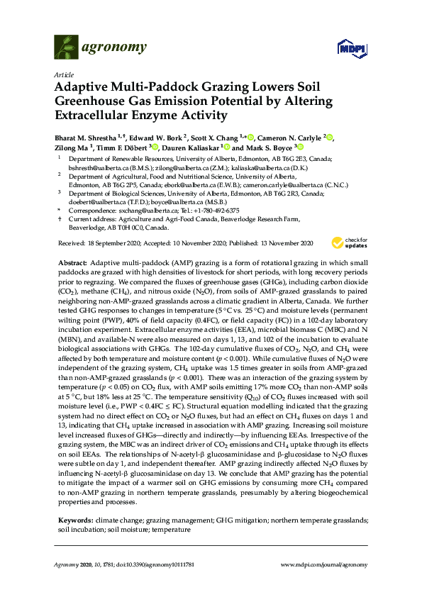 (PDF) Adaptive Multi-Paddock Grazing Lowers Soil Greenhouse Gas ...