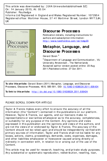 (PDF) Metaphor, Language, and Discourse Processes