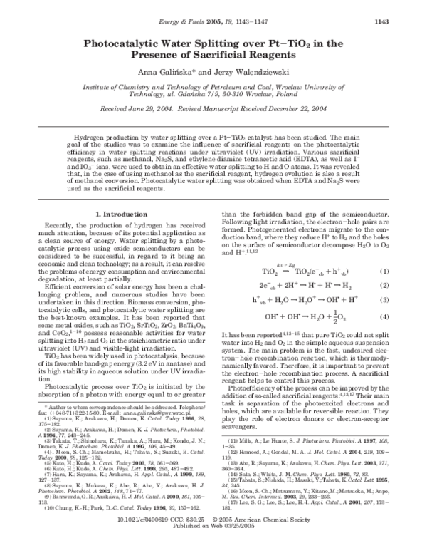 (PDF) Photocatalytic water splitting over Pt-TiO2 in the presence of ...