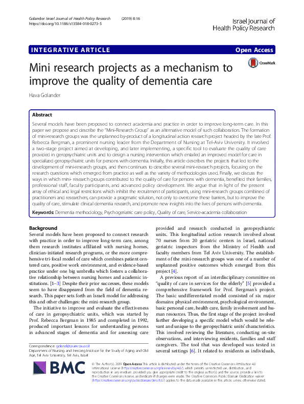 (PDF) Mini research projects as a mechanism to improve the quality of ...