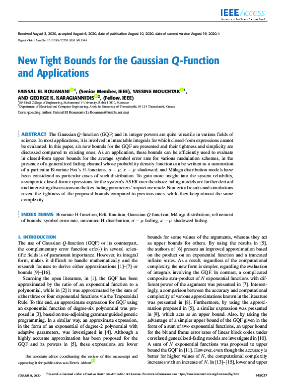 (PDF) New Tight Bounds for the Gaussian Q-Function and Applications