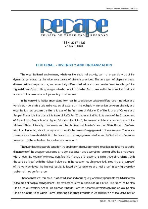 (PDF) Editorial - Diversity and Organization