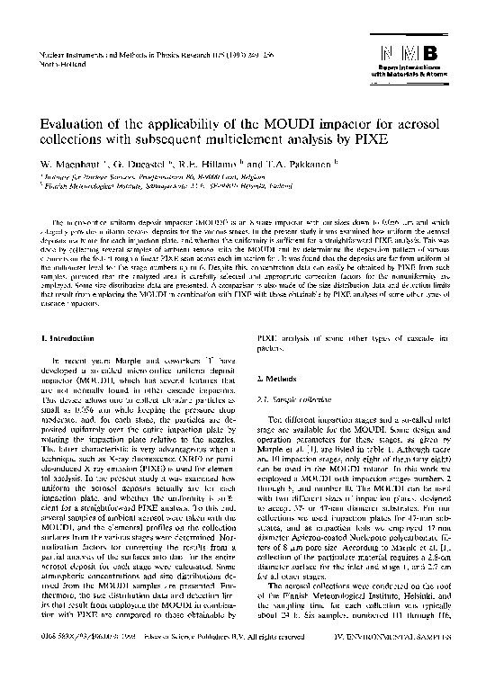 (PDF) Evaluation of the applicability of the MOUDI impactor for aerosol ...