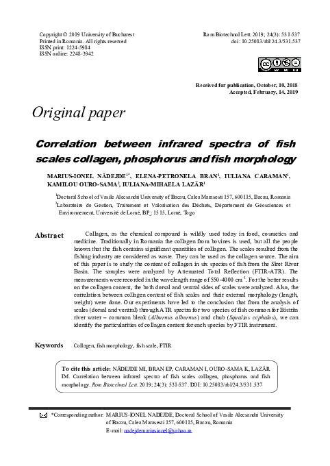 (PDF) Correlation between infrared spectra of fish scales collagen ...