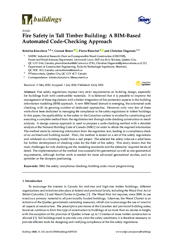 (PDF) Fire Safety in Tall Timber Building: A BIM-Based Automated Code-Checking Approach | Pierre ...