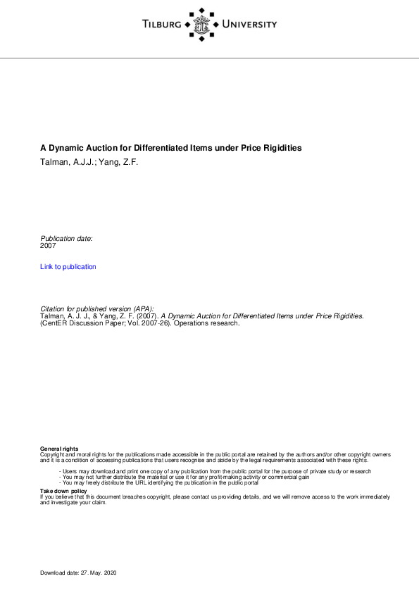 (PDF) Dynamic Auction Mechanism with Price Rigidities