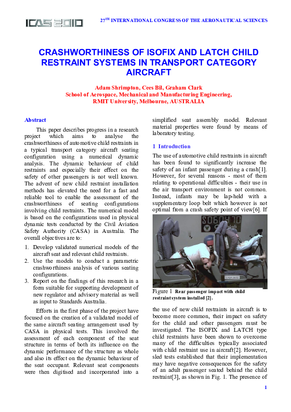 (PDF) Crashworthiness of ISOFIX and LATCH child restraint systems in ...