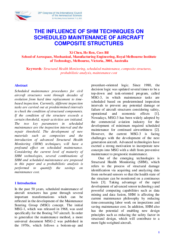 (PDF) Influence of SHM Techniques on Scheduled Maintenance for Aircraft ...