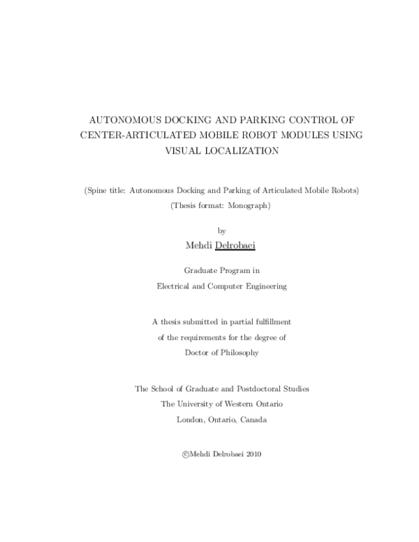 (PDF) Autonomous docking and parking control of center-articulated mobile robot modules using ...