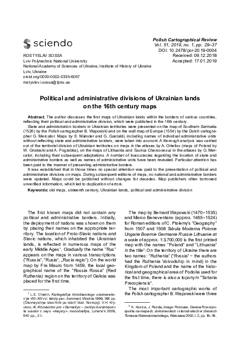 (PDF) Political and administrative divisions of Ukrainian lands on the ...