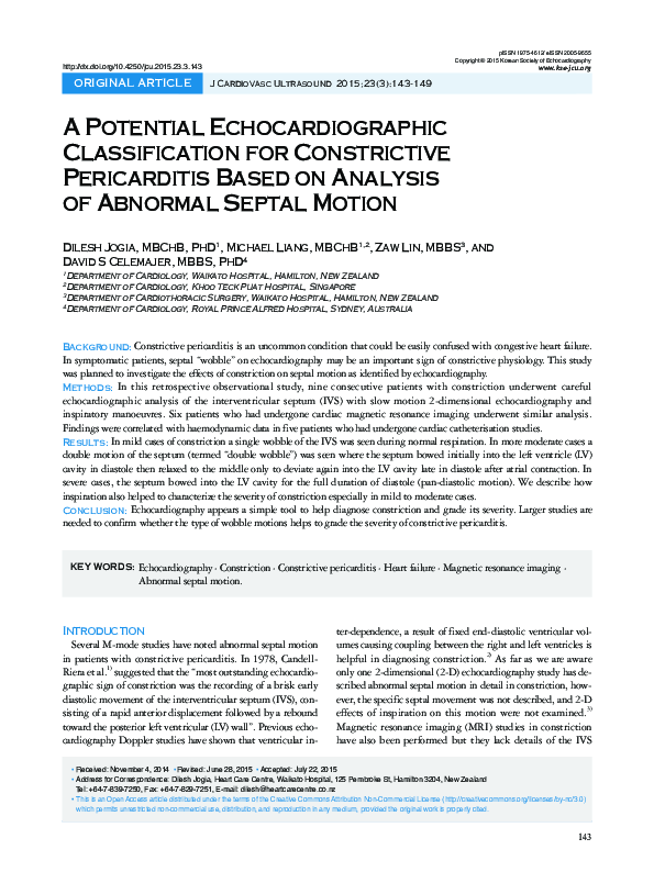 (PDF) A Potential Echocardiographic Classification for Constrictive ...