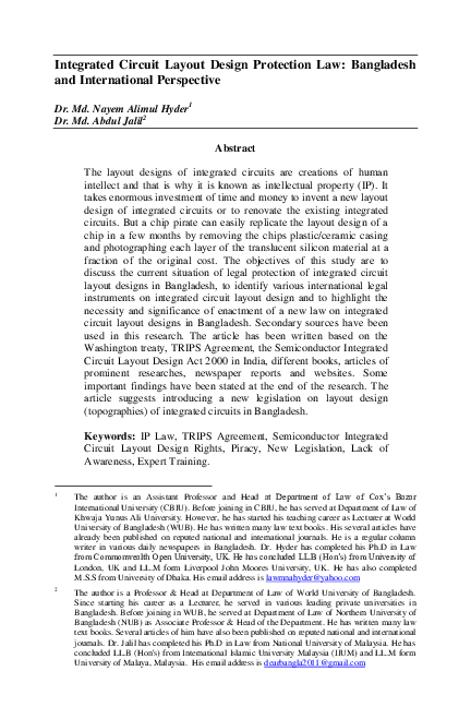 PDF Integrated Circuit Layout Design Protection Law Bangladesh And pdf-integrated-circuit-layout-design-protection-law-bangladesh-and