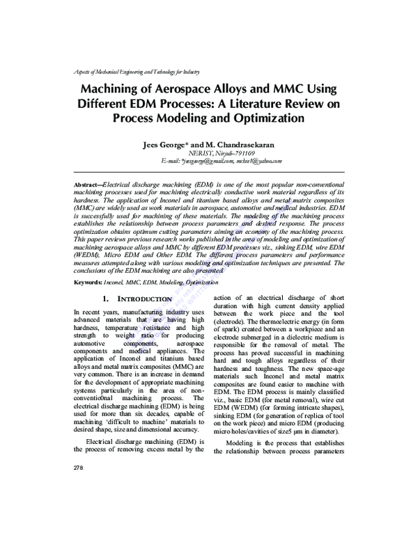 (PDF) EDM Process Modeling for Aerospace Alloys