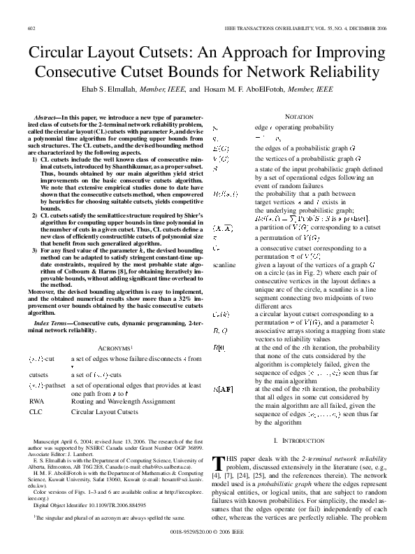 (PDF) Circular Layout Cutsets: An Approach for Improving Consecutive Cutset Bounds for Network ...