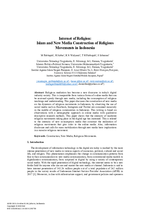 (PDF) Internet of Religion: Islam and New Media Construction of ...