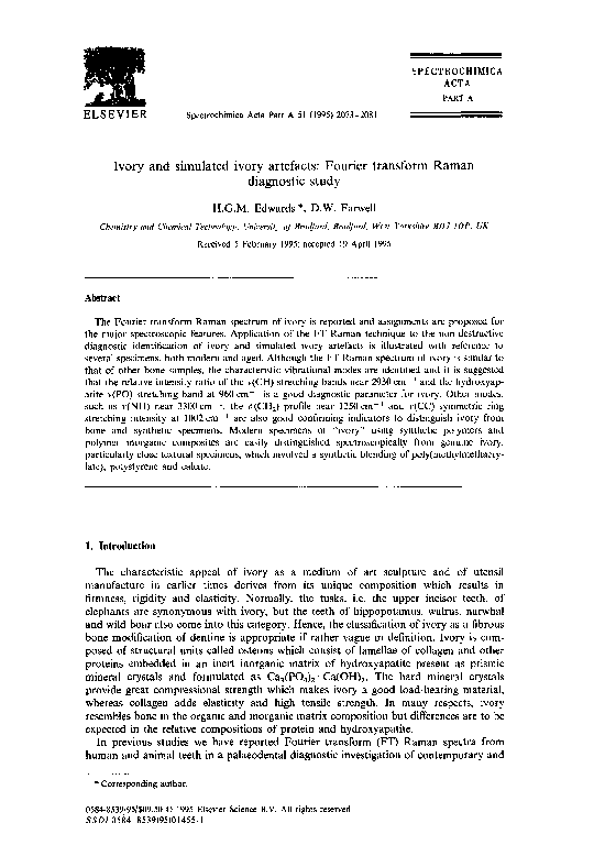 (PDF) Ivory and simulated ivory artefacts: Fourier transform Raman ...