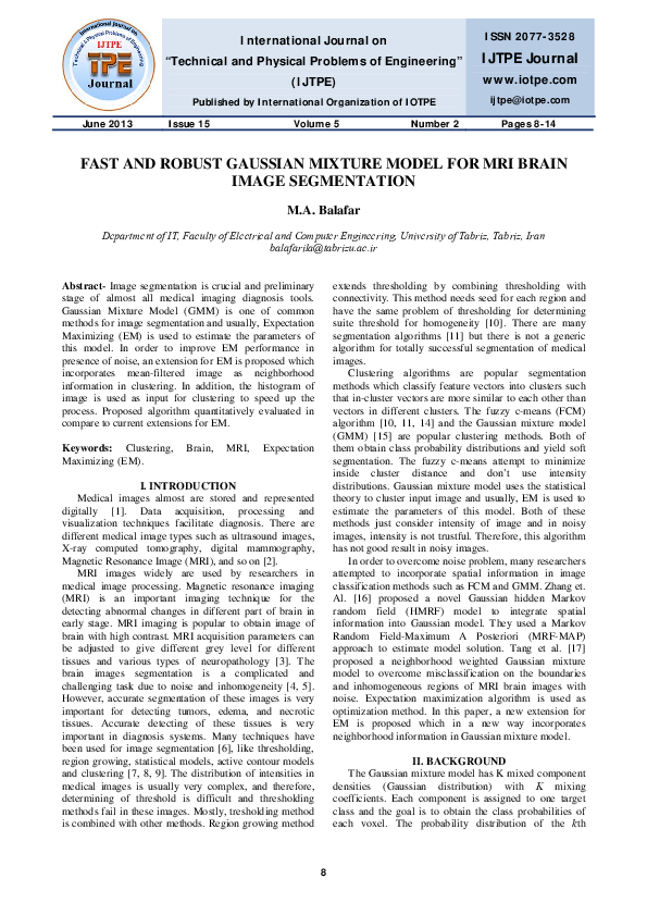 (PDF) Fast and Robust Gaussian Mixture Model for Mri Brain Image Segmentation