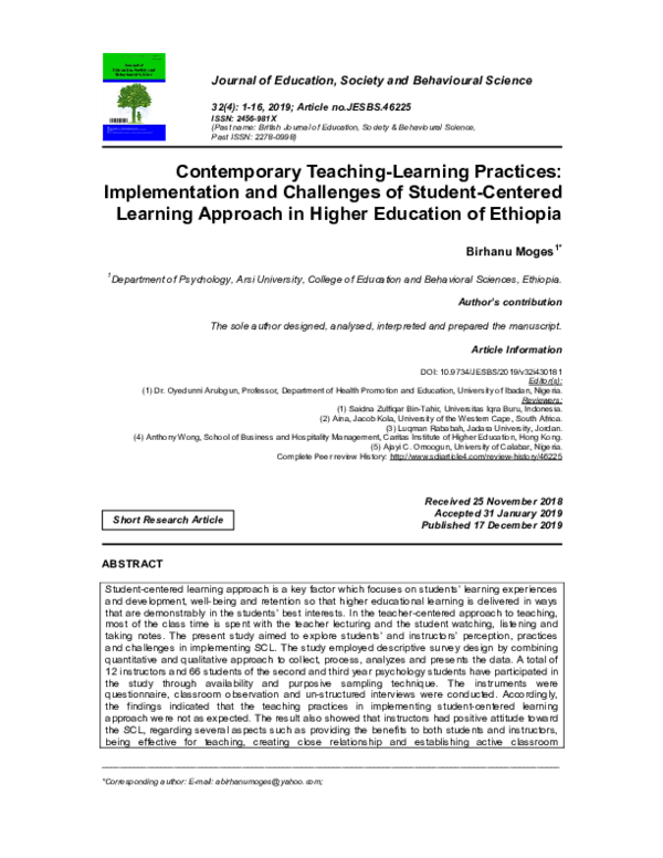 (PDF) Contemporary Teaching-Learning Practices: Implementation and ...