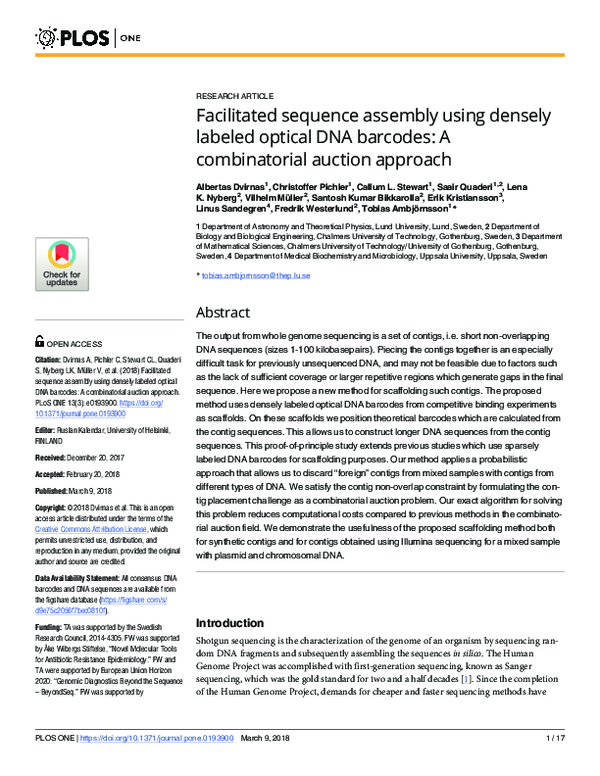 (PDF) Facilitated sequence assembly using densely labeled optical DNA barcodes: A combinatorial ...