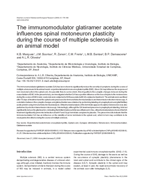 (PDF) The immunomodulator glatiramer acetate influences spinal ...