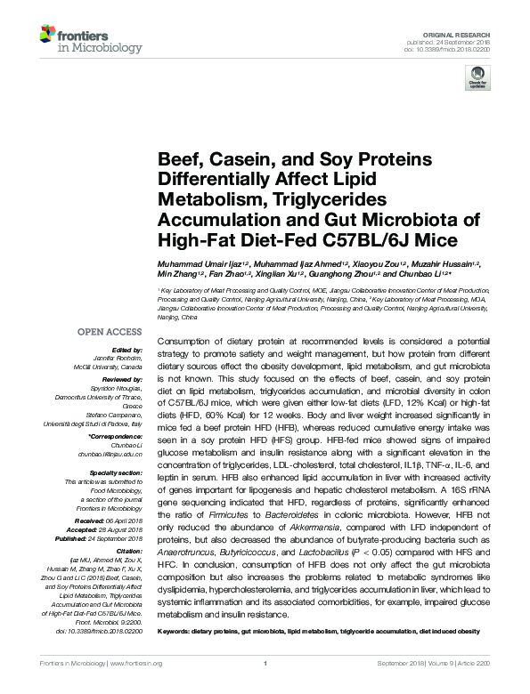 (PDF) Beef, Casein, and Soy Proteins Differentially Affect Lipid ...