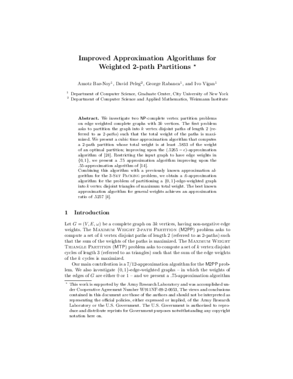 (PDF) Approximation Algorithms for Weighted 2-Path Partitions