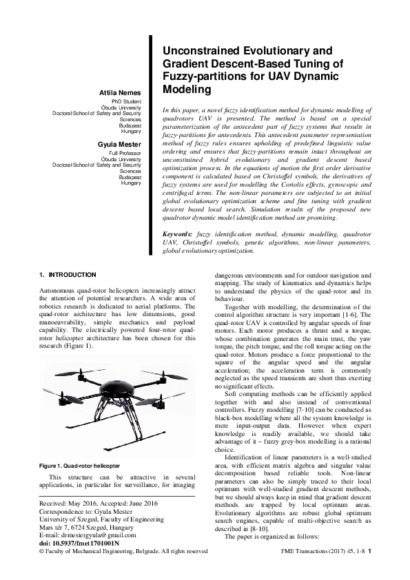 Pdf Unconstrained Evolutionary And Gradient Descent Based Tuning Of Fuzzy Partitions For Uav