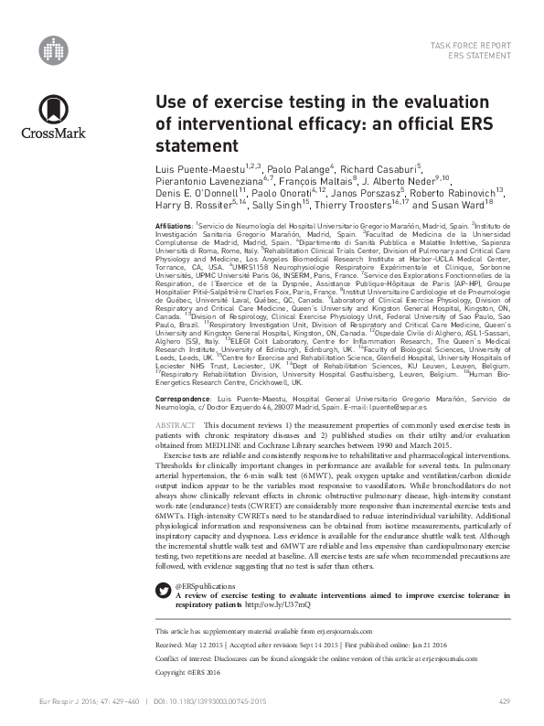 (PDF) Use of exercise testing in the evaluation of interventional ...