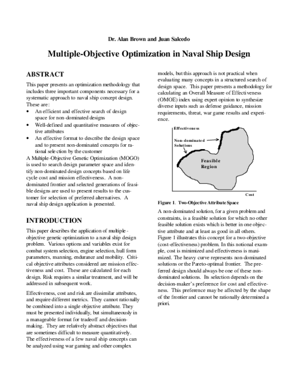 (PDF) Multiple‐Objective Optimization in Naval Ship Design