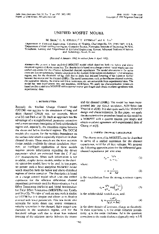 (PDF) Unified MOSFET model