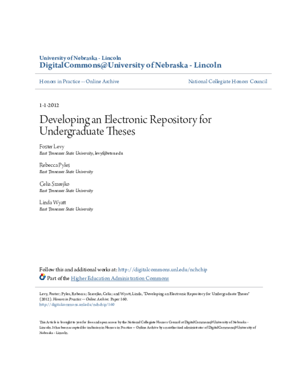 (PDF) Developing an Electronic Repository for Undergraduate Theses