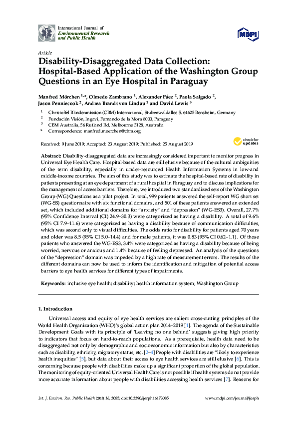 (PDF) Disability-Disaggregated Data Collection: Hospital-Based ...