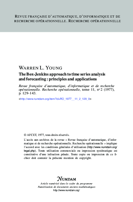 (PDF) The Box-Jenkins approach to time series analysis and forecasting ...