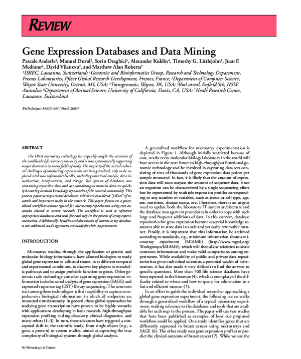 (PDF) Gene expression databases and data mining