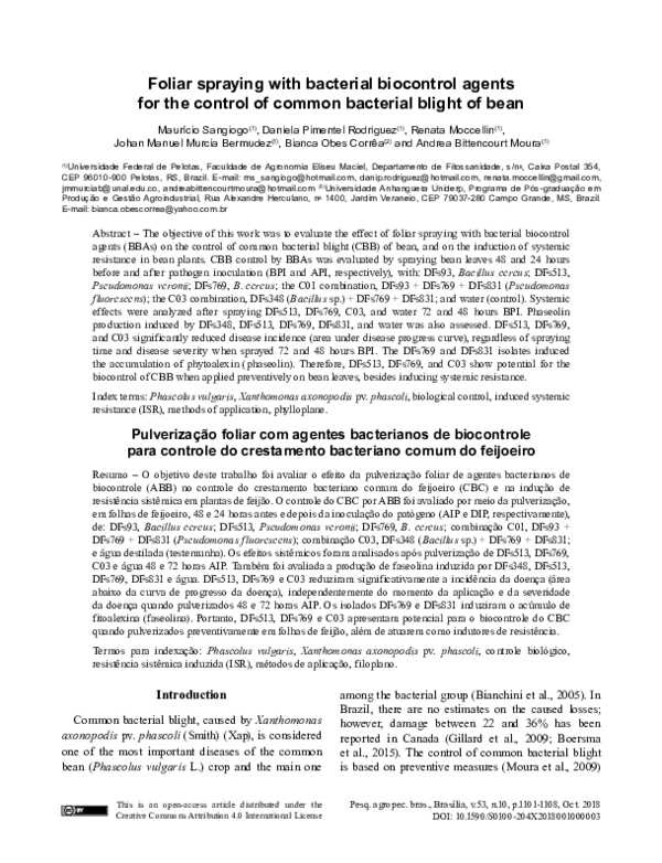 (PDF) Foliar spraying with bacterial biocontrol agents for the control ...