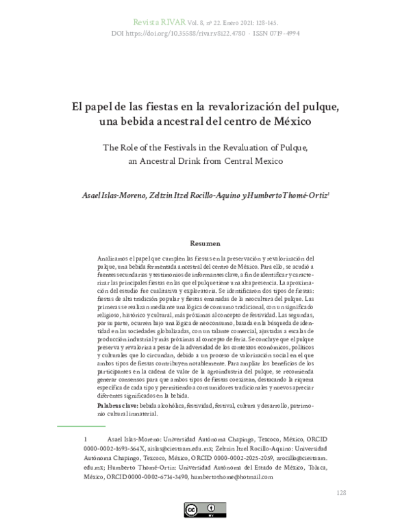 (PDF) El papel de las fiestas en la revalorización del pulque, una bebida ancestral del centro ...