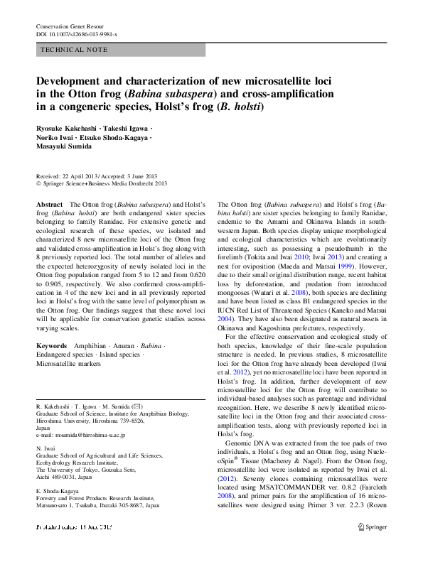 (PDF) Development and characterization of new microsatellite loci in ...