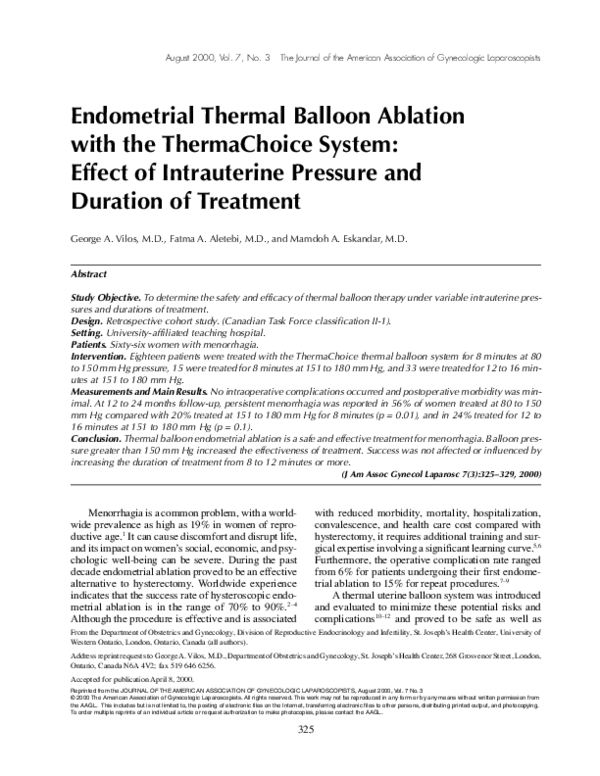 (PDF) Endometrial Thermal Balloon Ablation with the ThermaChoice System ...