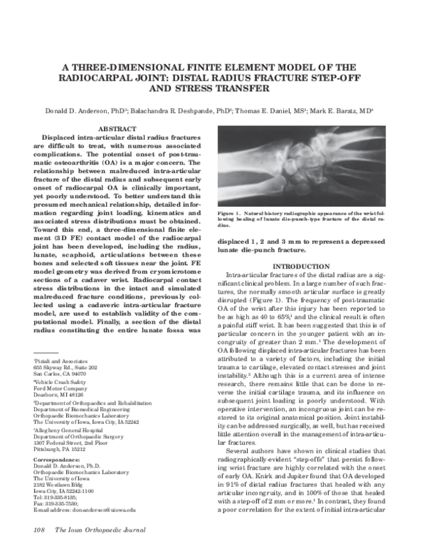 (PDF) A three-dimensional finite element model of the radiocarpal joint ...