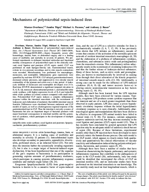 (PDF) Mechanisms of polymicrobial sepsis-induced ileus