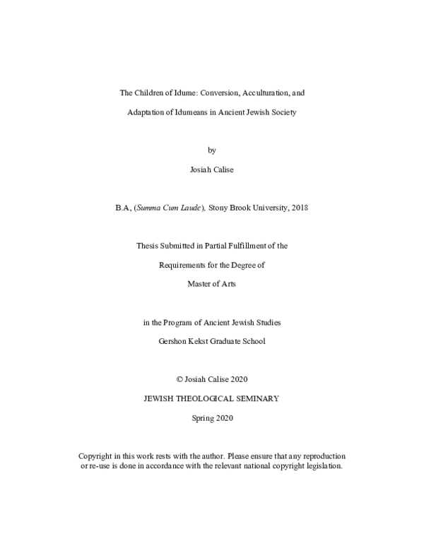 (DOC) Children of Idume: Conversion, Acculturation, and Adaptation of ...