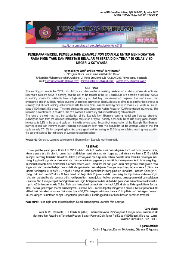 (PDF) Penerapan Model Pembelajarn Example Non Example Untuk ...