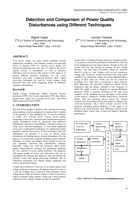 (PDF) Detection and Comparison of Power Quality Disturbances using Different Techniques